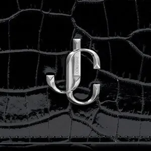 Jimmy Choo Martina Shiny Croc-Embossed Leather Wallet With Jc