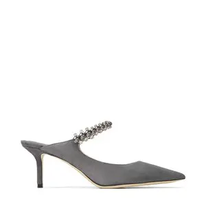 JIMMY CHOO Bing 65 Dusk Suede Mules With Crystal And Pearl Strap