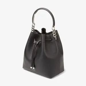 JIMMY CHOO Bon Bon Bucket Calf Leather Bag With Silver Metal Handle Multicolor