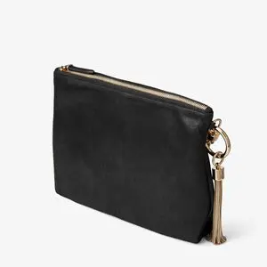 JIMMY CHOO Callie Shimmer Suede Shoulder Bag - Black