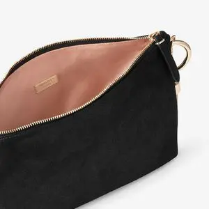 JIMMY CHOO Callie Shimmer Suede Shoulder Bag - Black