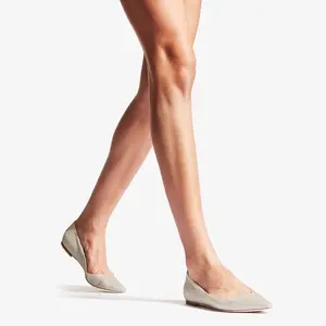 JIMMY CHOO Romy Flat Dusty Glitter Pointy Toe Flats Silver