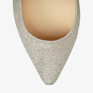 JIMMY CHOO Romy Flat Dusty Glitter Pointy Toe Flats Silver