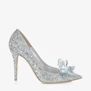 JIMMY CHOO Avril Crystal Covered Pointy Toe Pumps - Silver