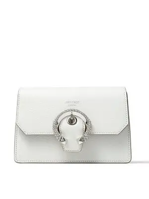 JIMMY CHOO - Madeline Crossbody Latte Goat Leather Crossbody Bag With Swarovski Crystal Buckle