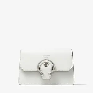 JIMMY CHOO - Madeline Crossbody Latte Goat Leather Crossbody Bag With Swarovski Crystal Buckle