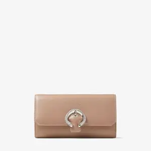 JIMMY CHOO - Wallet W/chain Ballet Pink Smooth Calf Wallet With Crystal Buckle