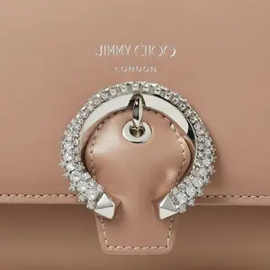 JIMMY CHOO - Wallet W/chain Ballet Pink Smooth Calf Wallet With Crystal Buckle