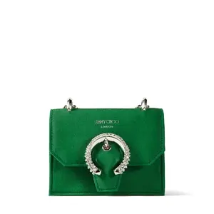 JIMMY CHOO Mini Paris Malachite Grosgrain Fabric Mini Bag With Crystal Buckle