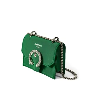 JIMMY CHOO Mini Paris Malachite Grosgrain Fabric Mini Bag With Crystal Buckle