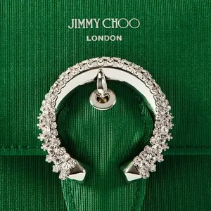 JIMMY CHOO Mini Paris Malachite Grosgrain Fabric Mini Bag With Crystal Buckle