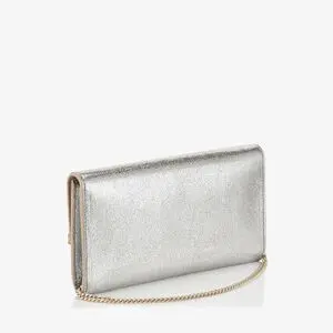 JIMMY CHOO Emmie Glitter Leather Clutch - Silver