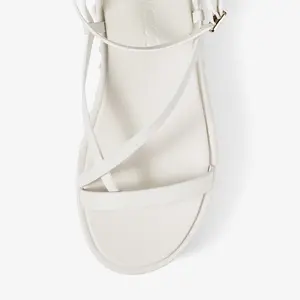 JIMMY CHOO - Pine Flat Latte Vachetta Leather Platform Sandals With Pearl Embellishment