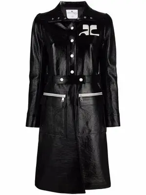 COURREGES Vinyl Trench Coat - Black
