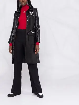 COURREGES Vinyl Trench Coat - Black