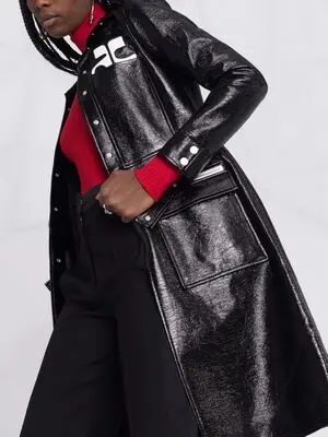 COURREGES Vinyl Trench Coat - Black