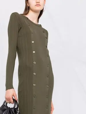DIESEL® Ribbed-knit Buttoned Panel Dress - Green