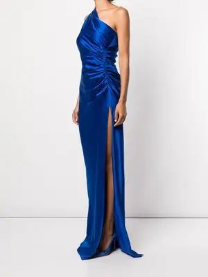 Michelle Mason One-shoulder Silk Gown - Blue