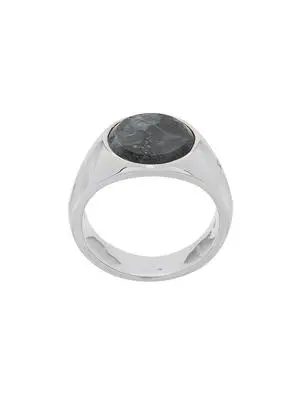 Tom Wood Small Flush Larvikite Circle Ring