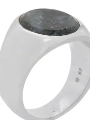 Tom Wood Small Flush Larvikite Circle Ring