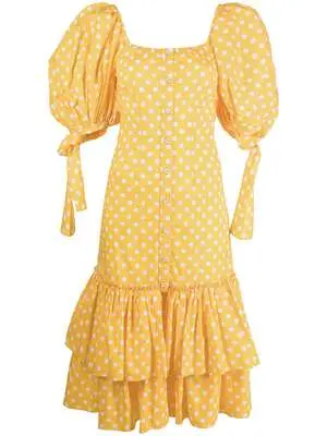 Caroline Constas Polka Dot-print Midi Dress