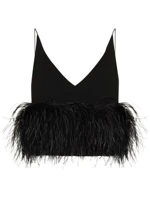 16Arlington 16Arlington Poppy Feather-Embellished Top Black
