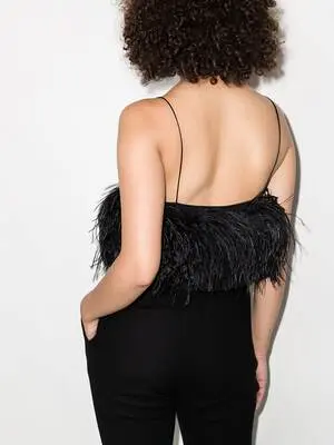 16Arlington Poppy Feather-embellished Top - Black