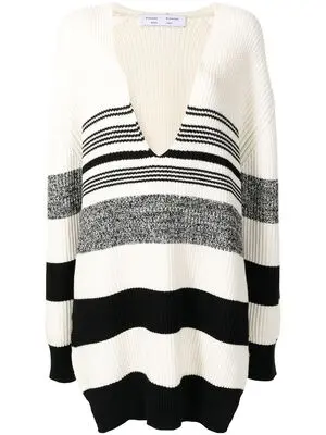 Proenza Schouler White Label Horizontal-stripe V-neck Jumper - White