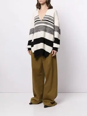 Proenza Schouler White Label Horizontal-stripe V-neck Jumper - White