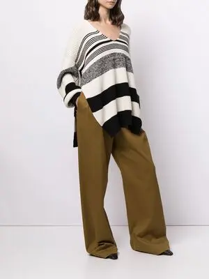 Proenza Schouler White Label Horizontal-stripe V-neck Jumper - White