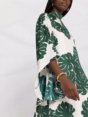 La DoubleJ Magnifico Foliage-print Silk Dress