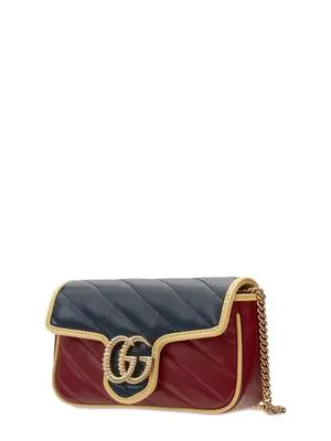 Gucci Gg Marmont Leather Super Mini Bag - Red,blue