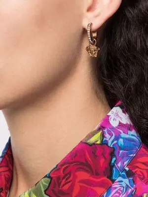 Versace La Medusa Crystal Embellished Hoop Earrings