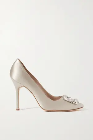 Manolo Blahnik Hangisi 105 Satin Pumps - Gray