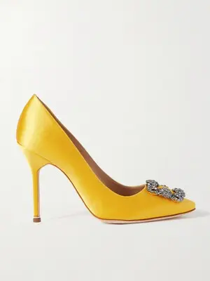 Manolo Blahnik Hangisi 105 Satin Pumps - Yellow