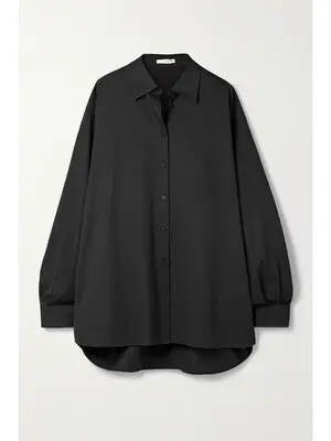 THE ROW Essentials Luka Cotton-Poplin Shirt Black