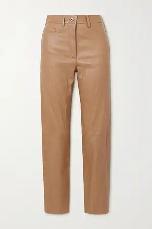 JOSEPH Teddy Leather Slim-leg Trousers