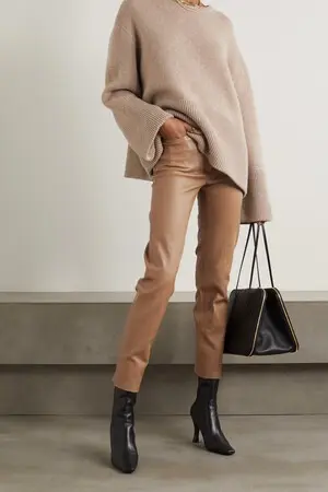 JOSEPH Teddy Leather Slim-leg Trousers