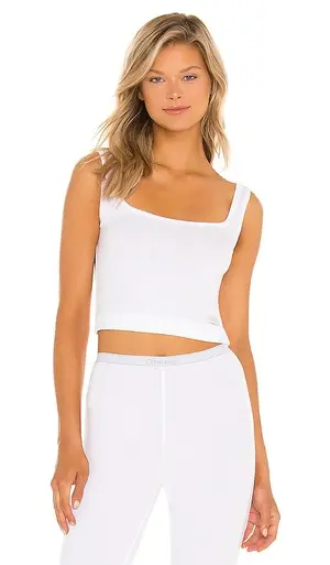 Calvin Klein Pure Ribbed Tank In White