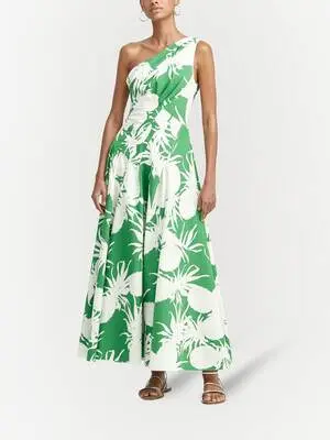 Oscar De La Renta Pineapple Print One-shoulder Dress