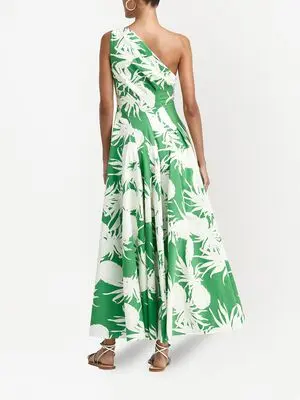 Oscar De La Renta Pineapple Print One-shoulder Dress