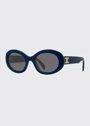 Celine Triomphe Oval Sunglasses 01a Black Smoke