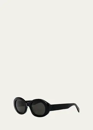 Celine Triomphe Oval Sunglasses 05a Black Smoke