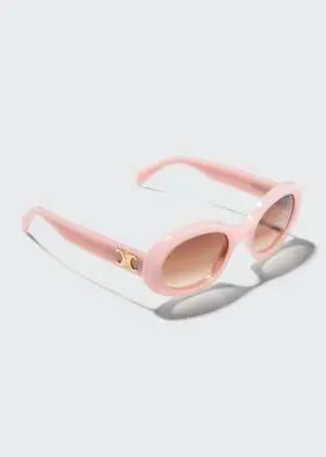 Celine Triomphe Oval Sunglasses - 72f Milky Baby Pi