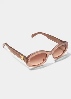 Celine Triomphe Oval Sunglasses 92a Dark Solid Bl