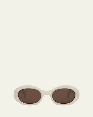 Celine Triomphe Oval Sunglasses Ivory Brown
