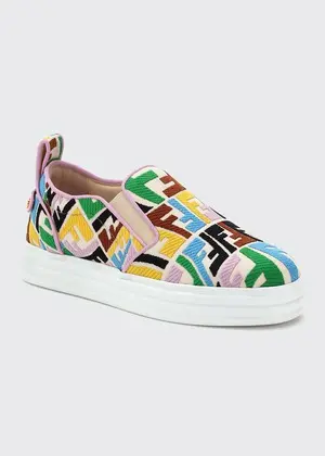 Fendi Multicolored Ff Embroidered Slip-on Sneakers