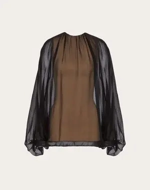 Valentino Garavani Chiffon Top - Black/sand