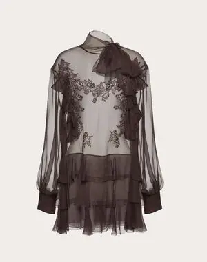 Valentino Garavani Valentino Chiffon Top Brown