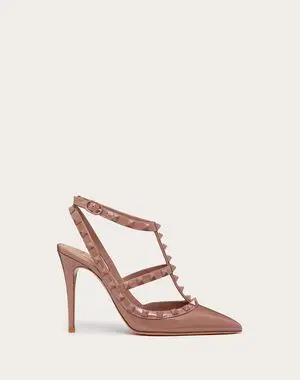 Valentino Garavani Rockstud Ankle Strap Patent-leather Pump With Tonal Studs 100 Mm